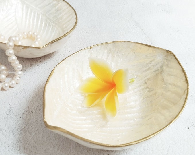 Set of 2 Capiz Shell Small Bowls, White Trinket Dish, Capiz Shell ...