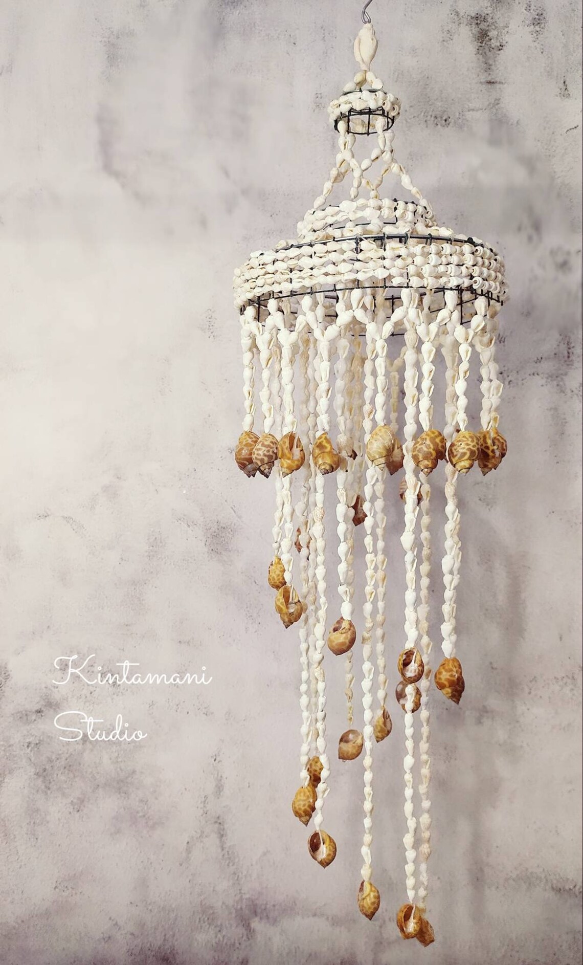 Vintage Boho Shell Chandelier, Vintage Sea Shells Mobile, Boho Shells ...
