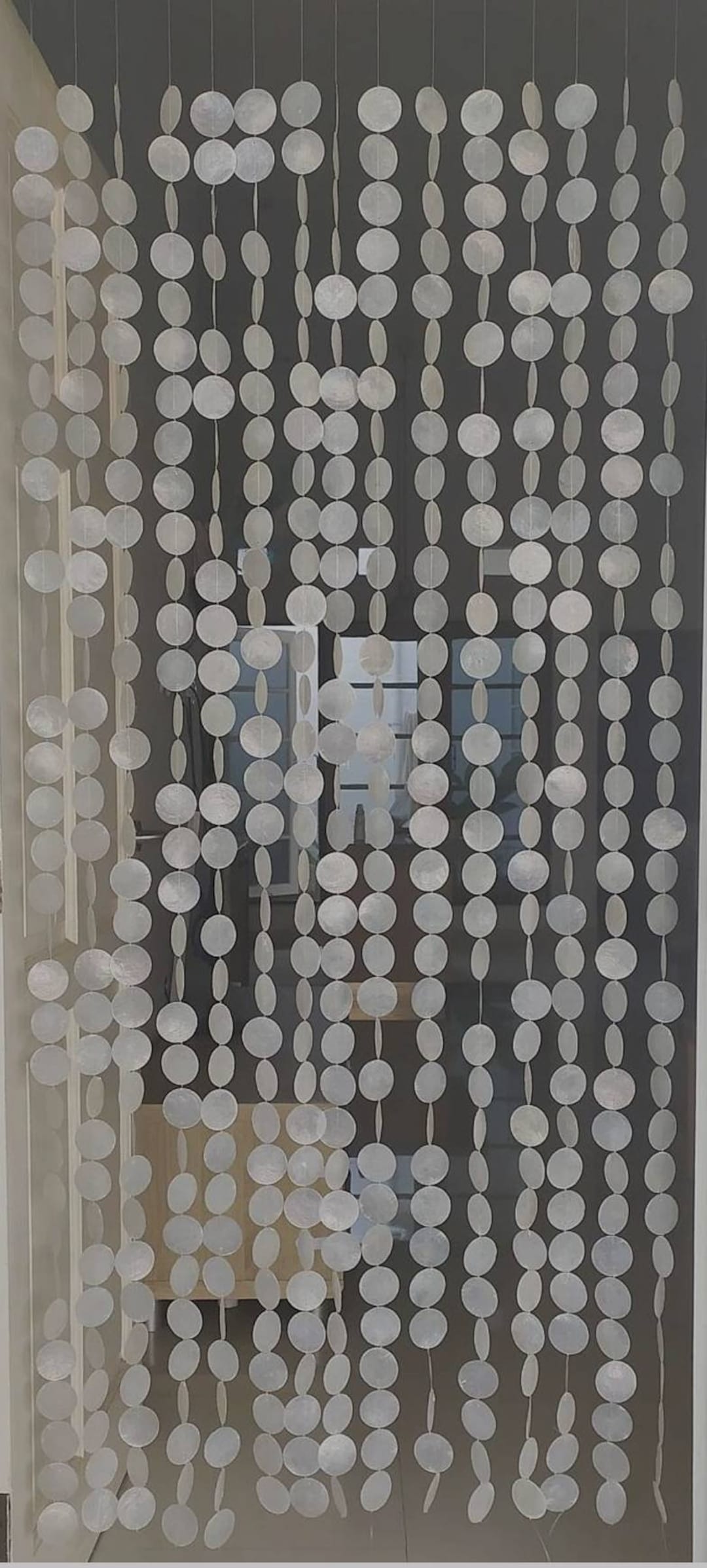 ROUND Customized Boho Capiz Shells Doorway Curtain, Beaded Shells ...