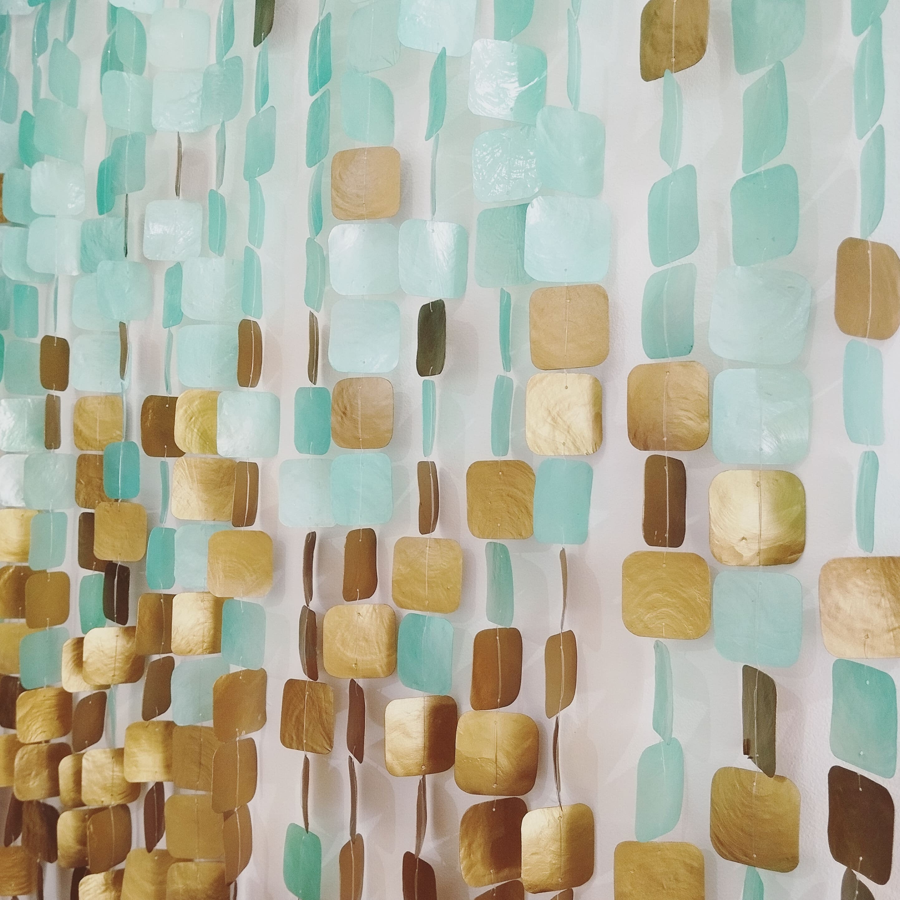 Customized Green Color Capiz Shell Curtain, Boho Capiz Shell Wall Art ...