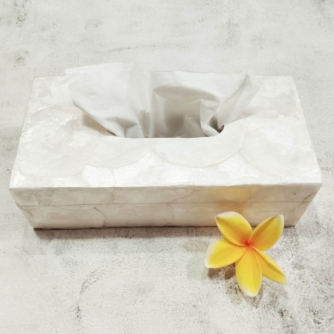 White Capiz Shell Rectangular Tissue Box Cover, Sea Shell Tissue Holder ...