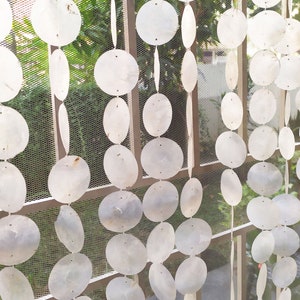 ROUND Customized Boho Capiz Shells Doorway Curtain, Beaded Shells ...