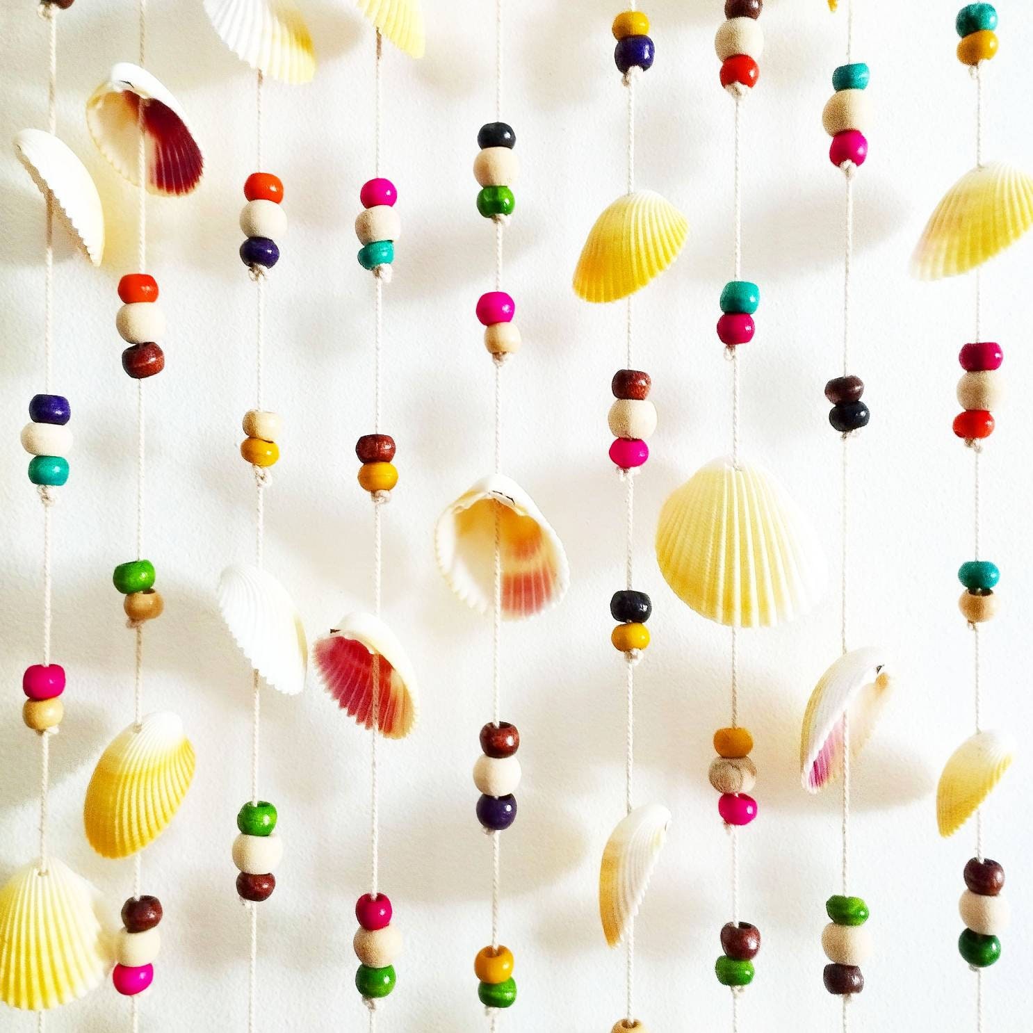 Sea Shells Beaded Door Curtain, Sea Shell Garland, Boho Summer Shells ...