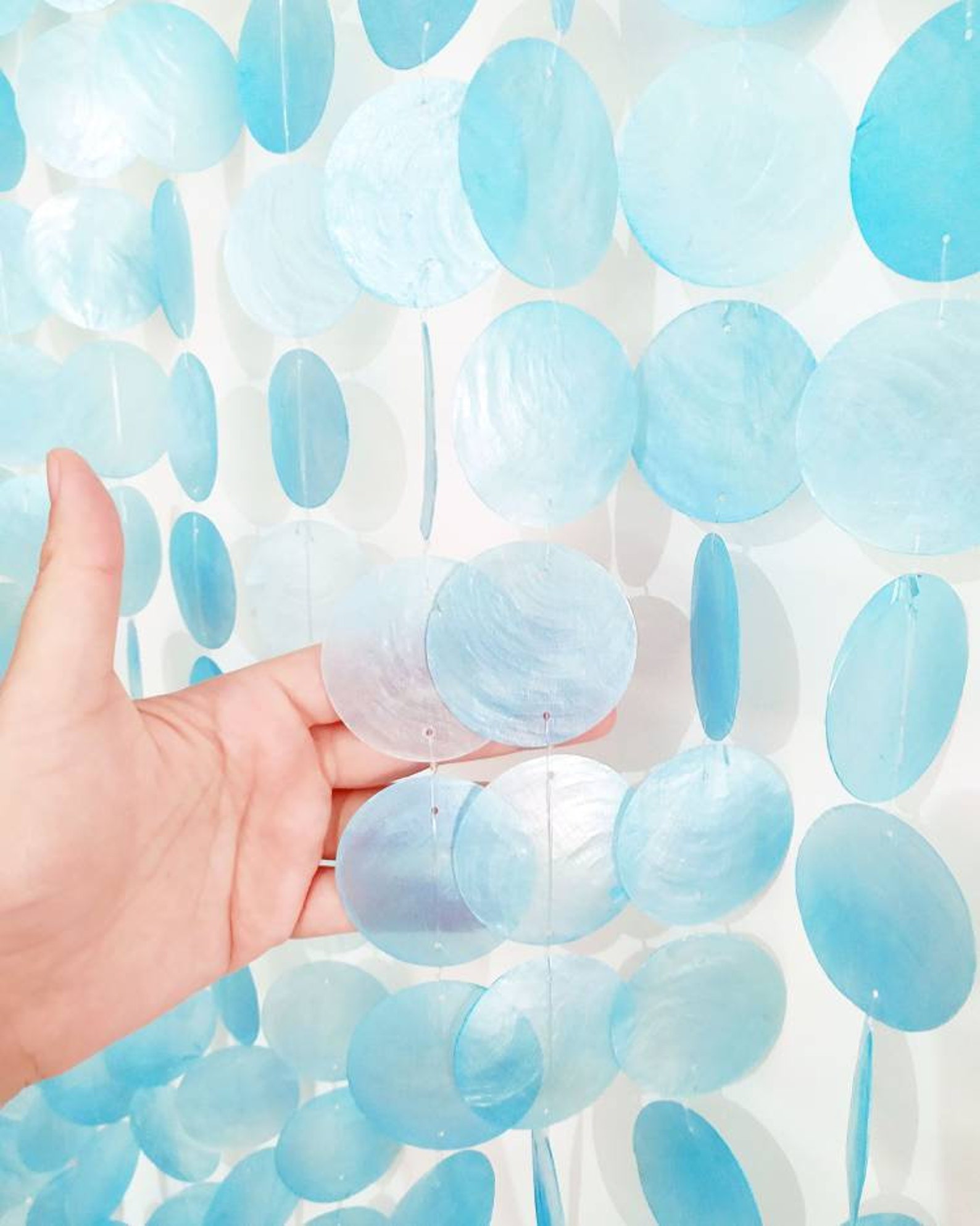 Customized Pastel Colors Capiz Shells Doorway Curtain, Beaded Shells ...