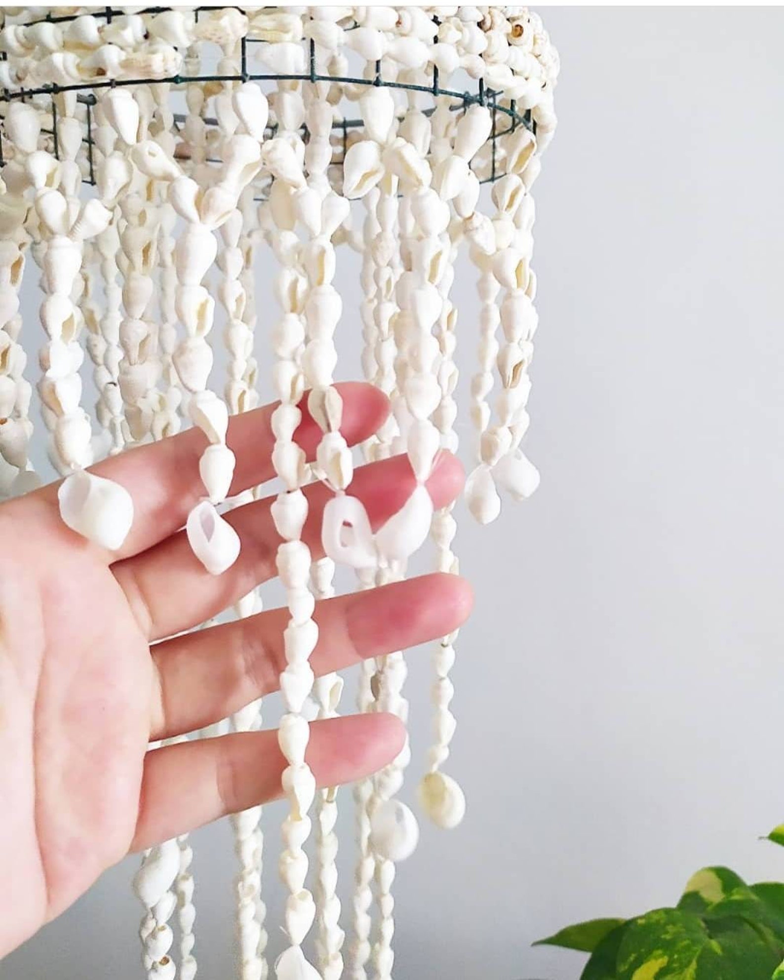 White Sea Shells Mobile, Sea Shell Chandelier, Boho Sea Shell Windchime ...