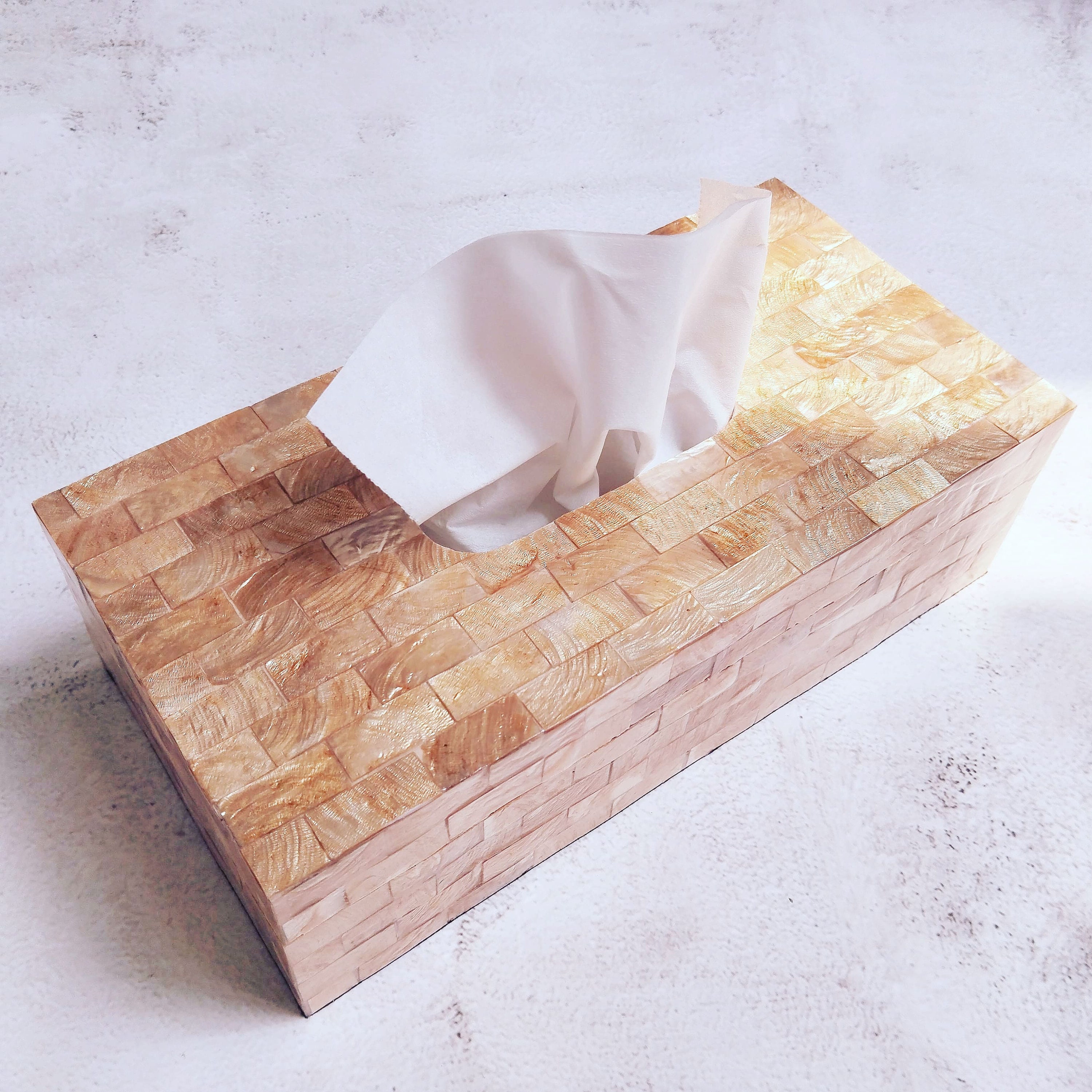 Gold Rectangular Tissue Box Cover, Sea Shell Tissue Holder, Luxurious ...