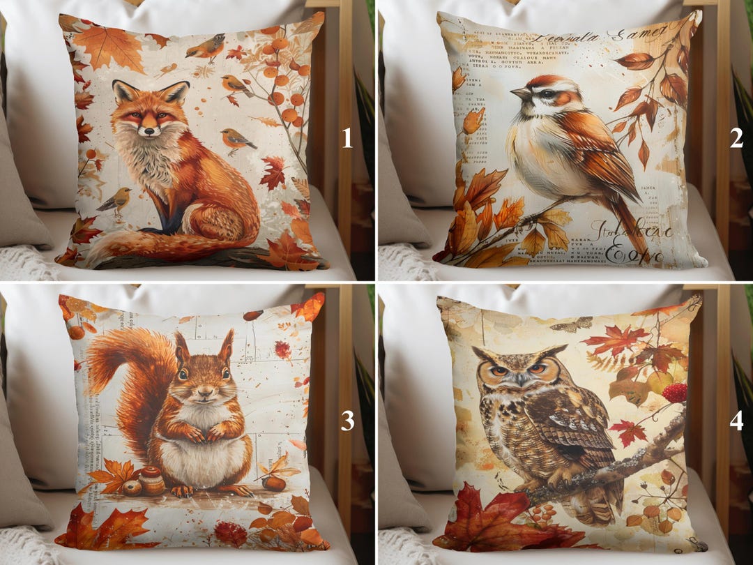 Fox Style Pillow Sham, Fall Theme Pillowcase, Autumn Leaves Pillow ...