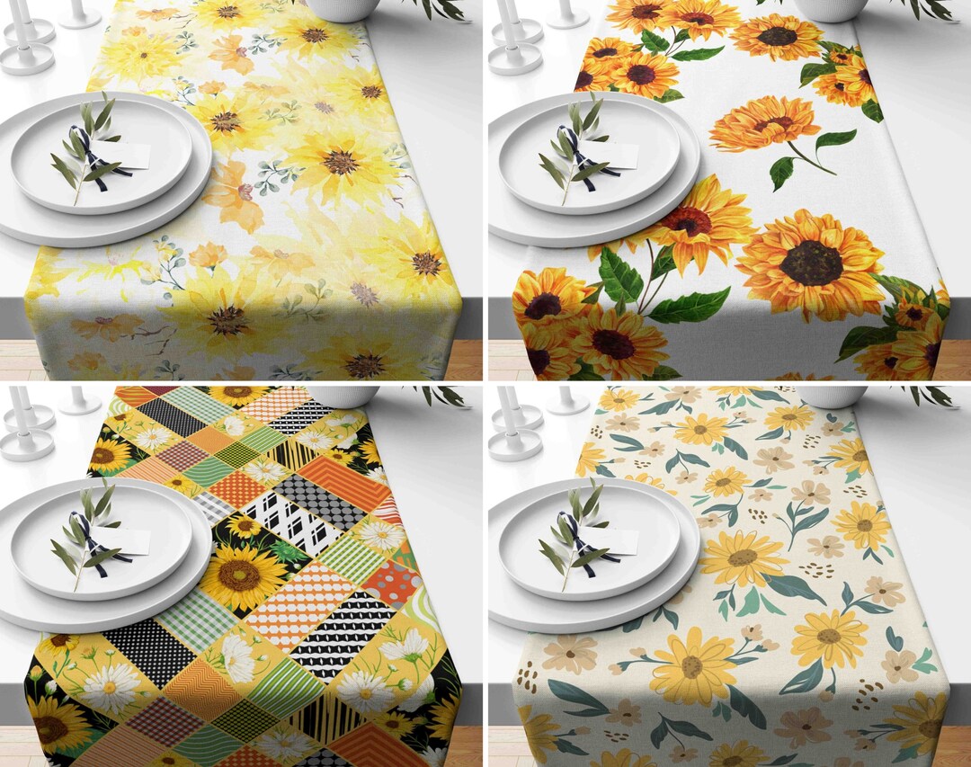Sunflower Table Runner, Yellow Sunflower Table Runner, Vivid Color ...