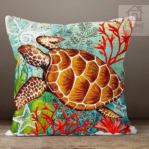 Sea Turtle Pillow Cover, Turtle Throw Pillow Case, Turtle Outdoor ...
