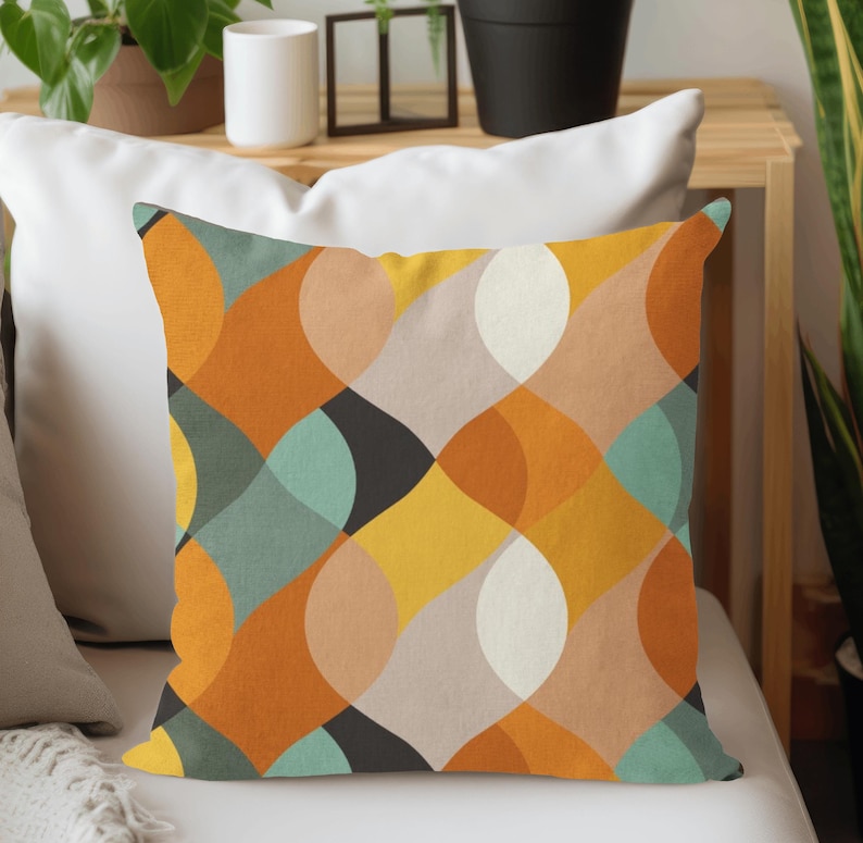 Retro Pattern Pillow Covers, Geometric Grid Design, Memphis Throw Sham ...