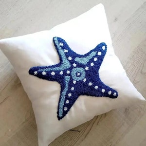 Sea Turtle Punch Pillow Covers, Nautical Punch Needle Throw Pillow Case ...