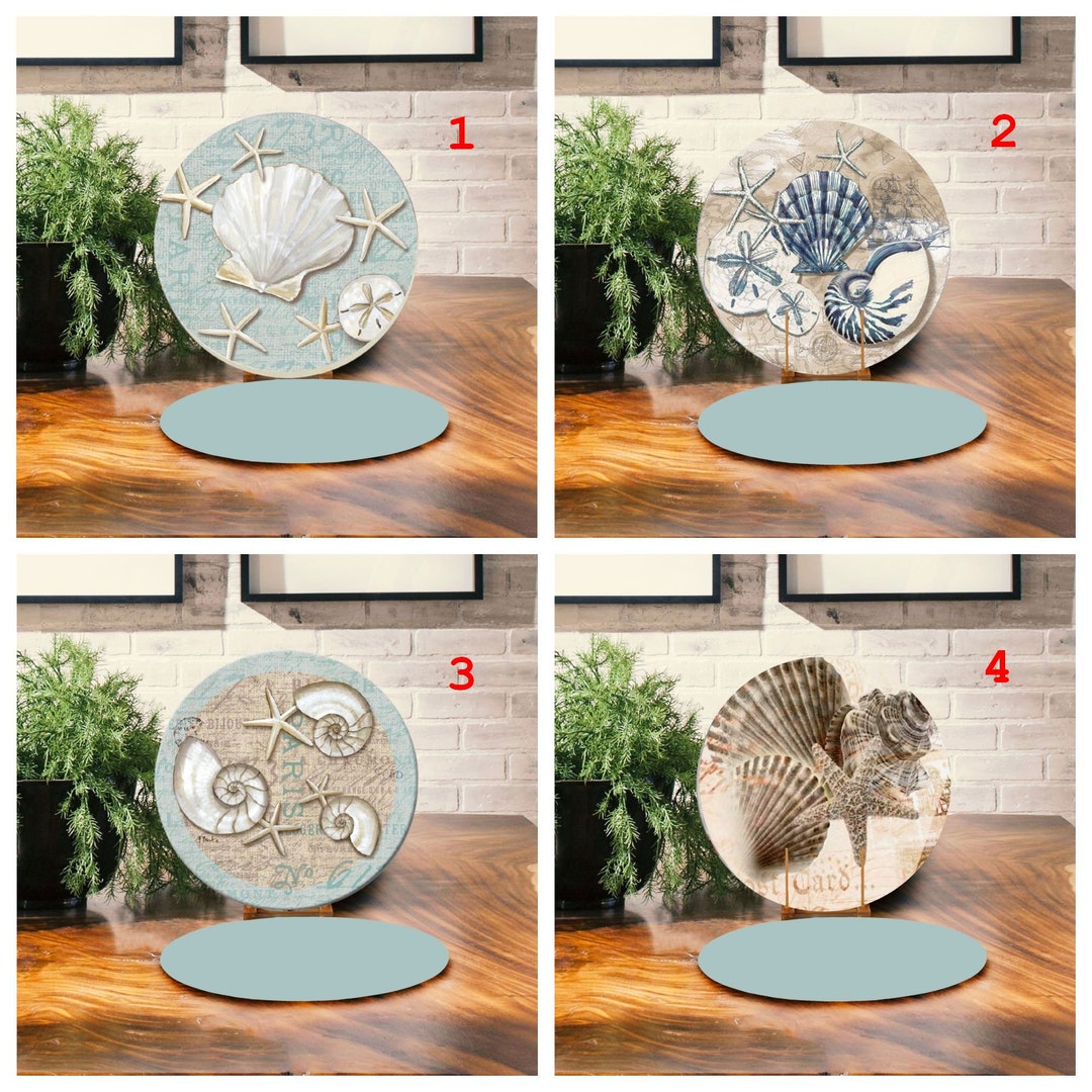 Nautical Placemat Set, Sea Shell Table Mat, Marine Table Decor, Teal ...