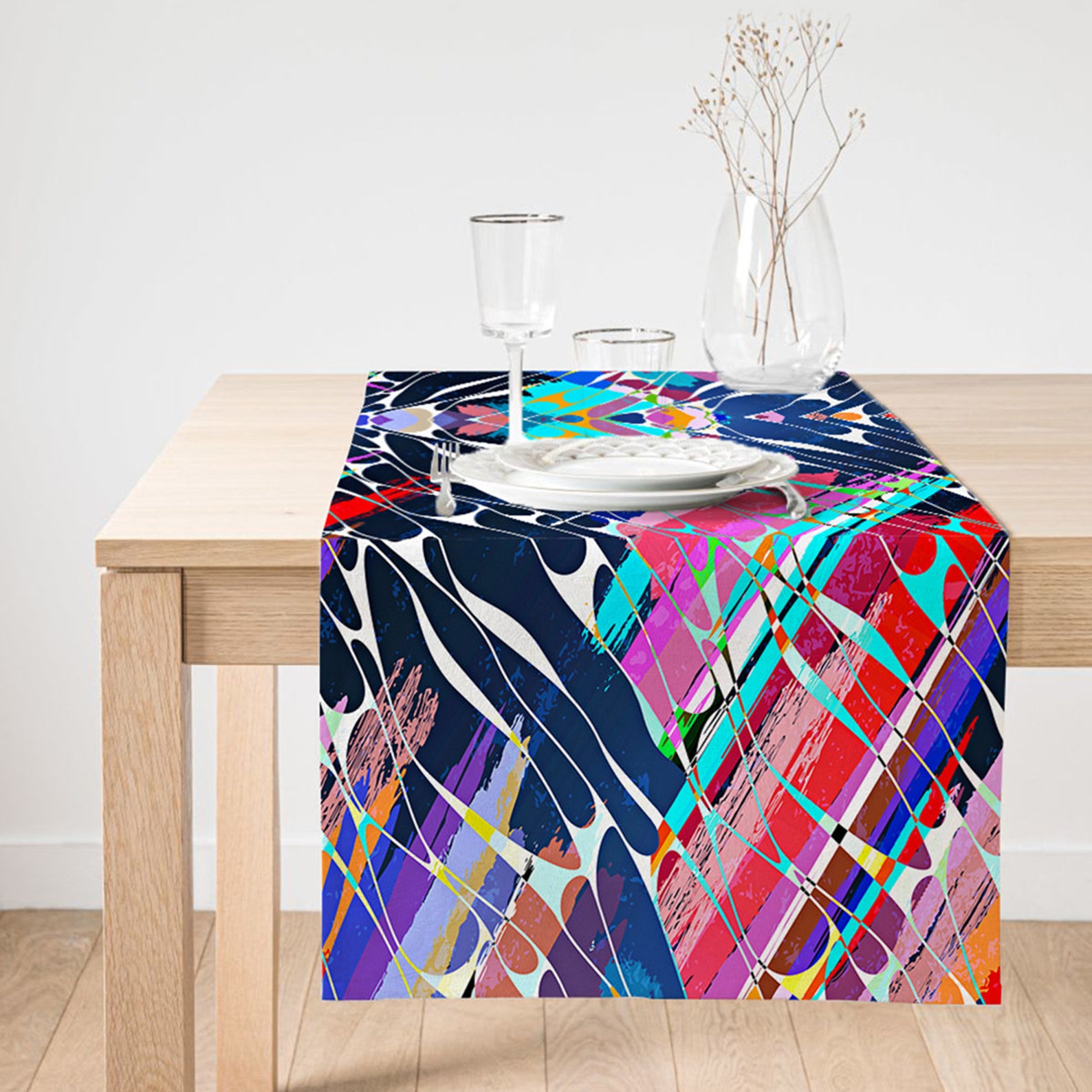 Chic Staining Table Decor Bright Table Runner Modern Art - Etsy