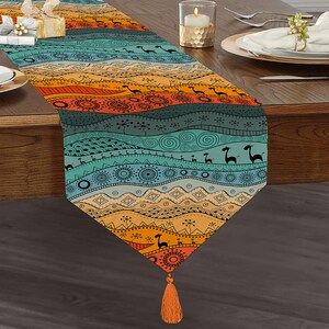 Dancing African Girls Table Runner, Ethnic Triangle Runner, Tribal ...