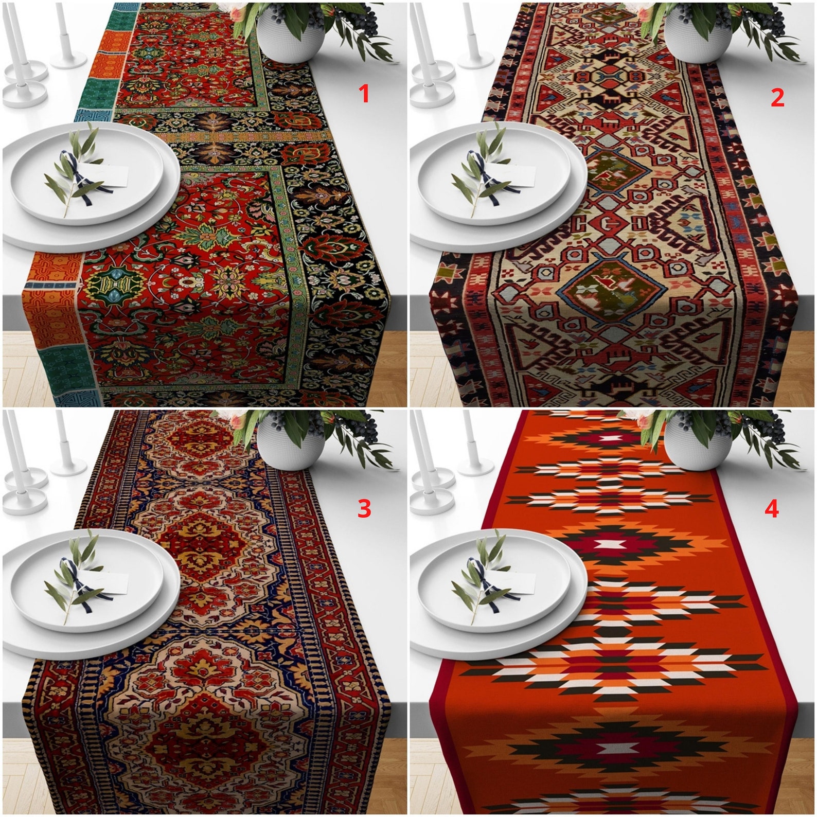 Kilim Table Runner, Ethnic Aztec Print, Southwestern Boho Decor - Etsy