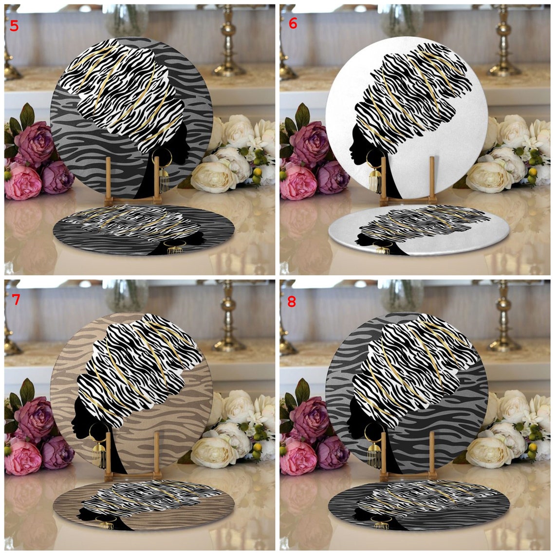 African Woman Themed Placemat Wooden Table Mats African - Etsy