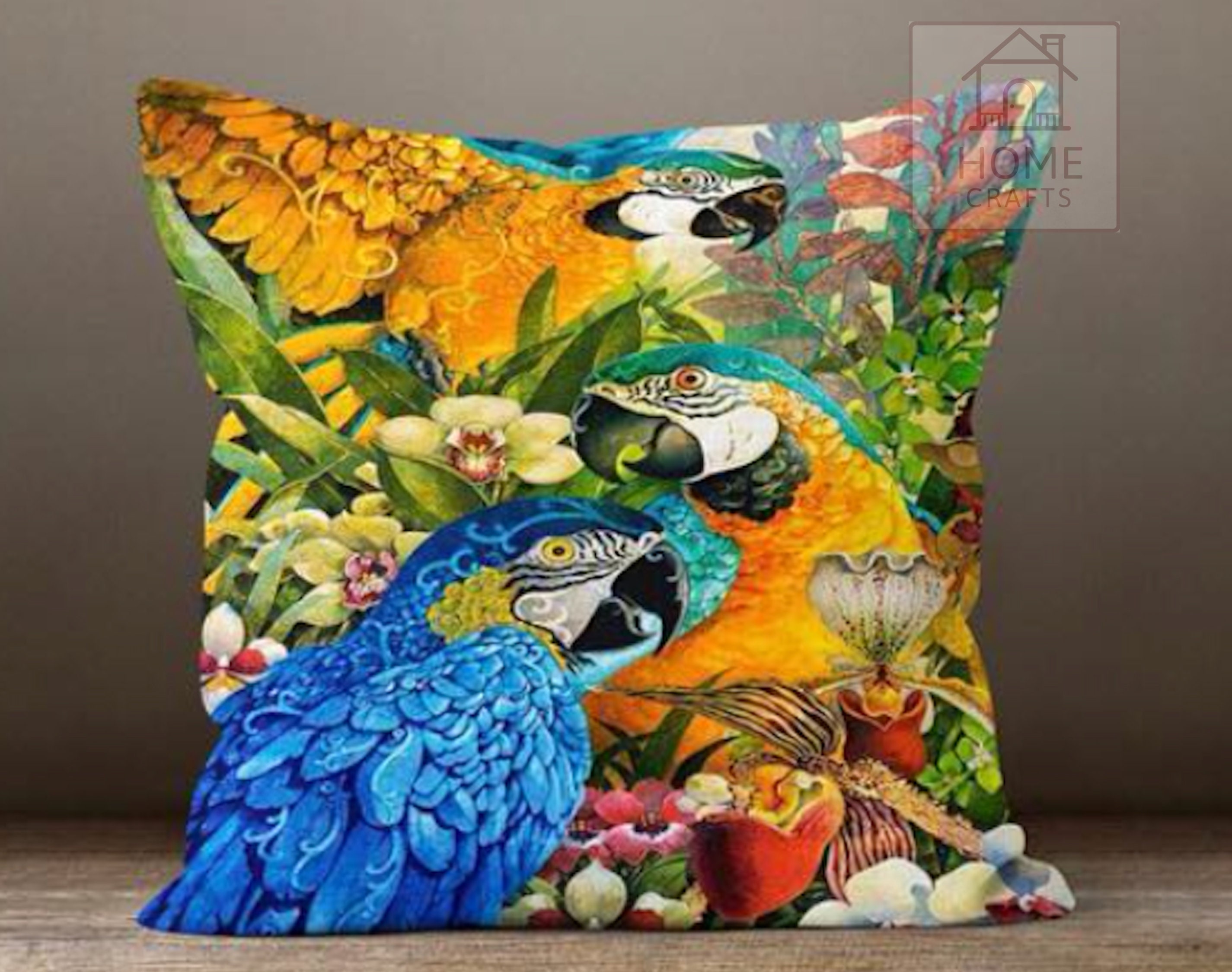 Parrot Painting Pillow Covers, Colorful Birds Pillowcase, Aesthetic ...