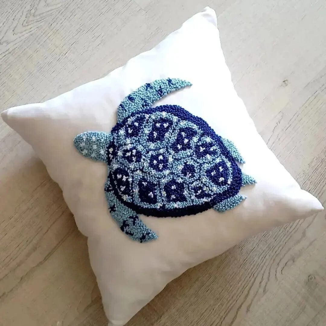 Sea Turtle Punch Pillow Covers, Nautical Punch Needle Throw Pillow Case, Beach Hut Punch Cushion ...