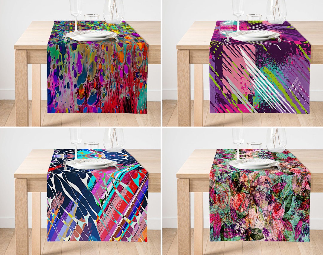 Chic Staining Table Decor Bright Table Runner Modern Art - Etsy