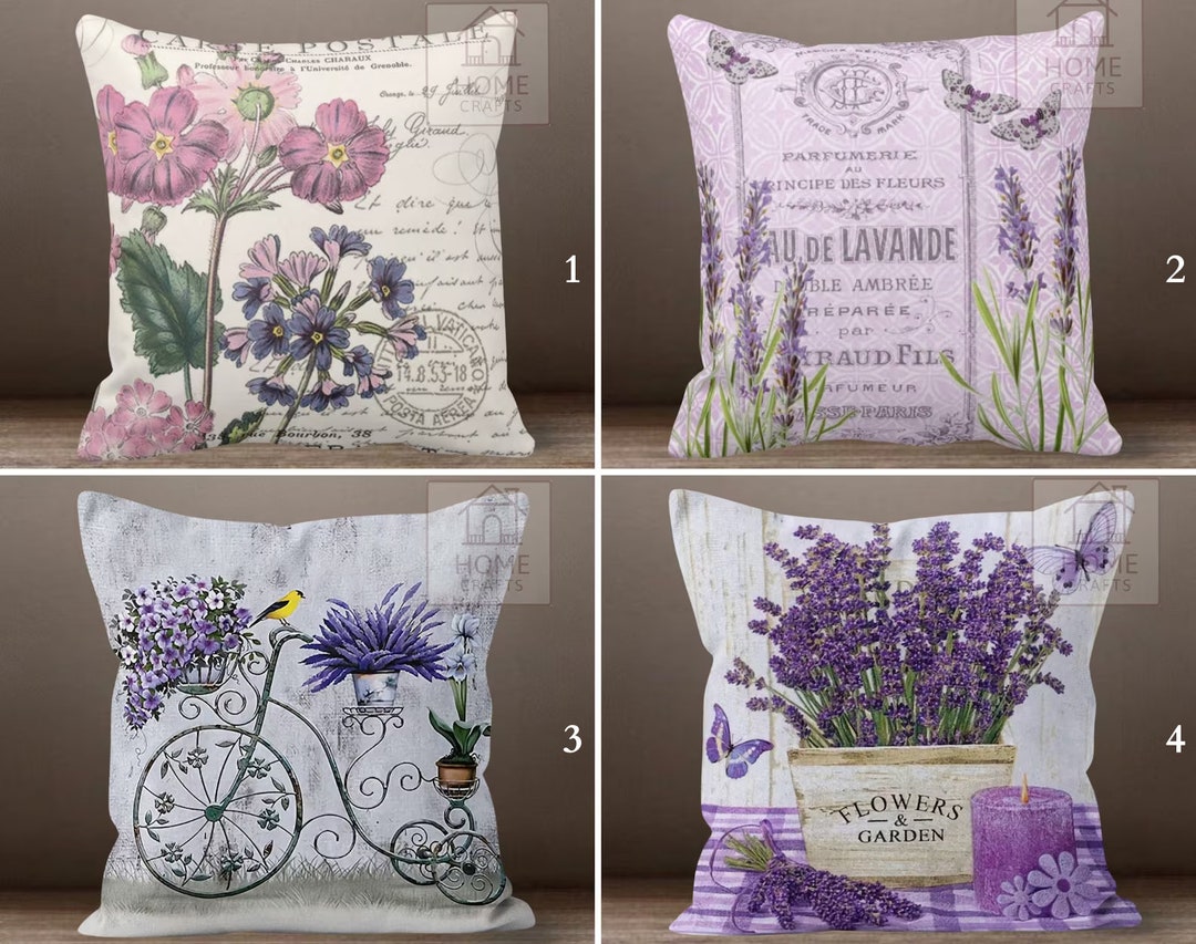 Lavender Pillow Covers Lavender Pillow Case Purple Throw Pillow Spring Flower Cushion Cover Decorative Patio Pillow Bedding Home Decor Etsy