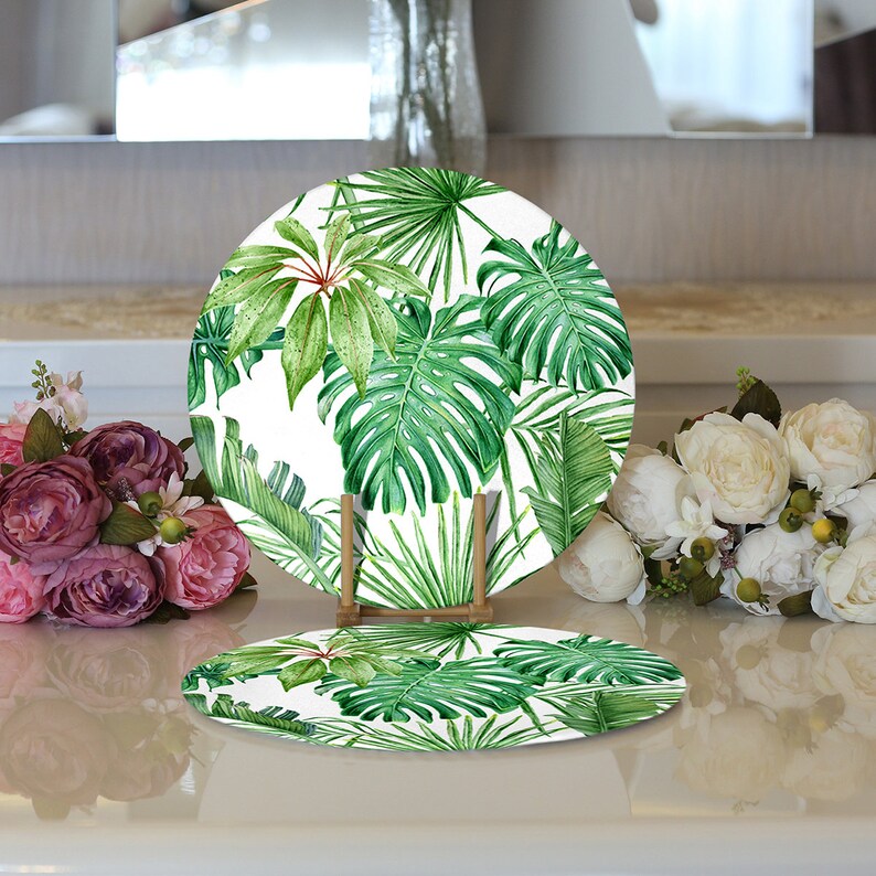 Tropical Leaf Placemat Set, Green Floral Table Mat, Set of 2 - Etsy