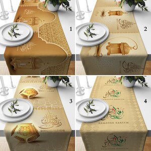 Ramadan Table Runner, Arabic Calligraphy Table Runner, Islamic Lantern ...
