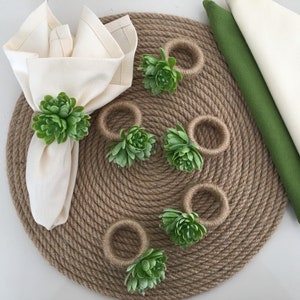 Succulent Napkin Rings, Green Floral Napkin Rings, Wedding Napkin Rings ...