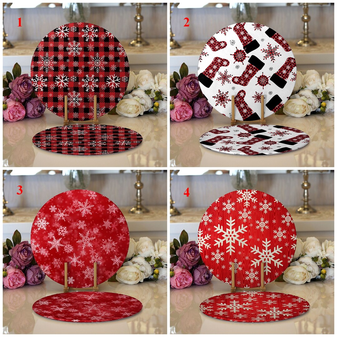 Snowflake Placemat (set of 2)| Red Christmas Tablemat| New Year Supla ...