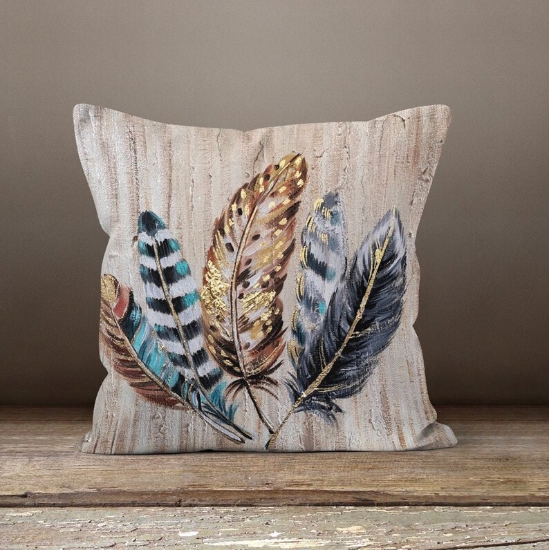 Capa de almofada estilo sudoeste com penas, capa de almofada boho ...