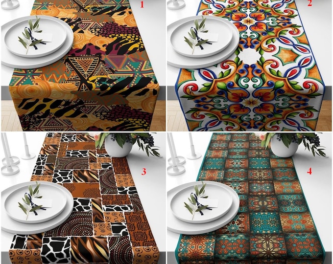 Ethnic Table Runner, Terracotta Southwestern Table Runner, African ...