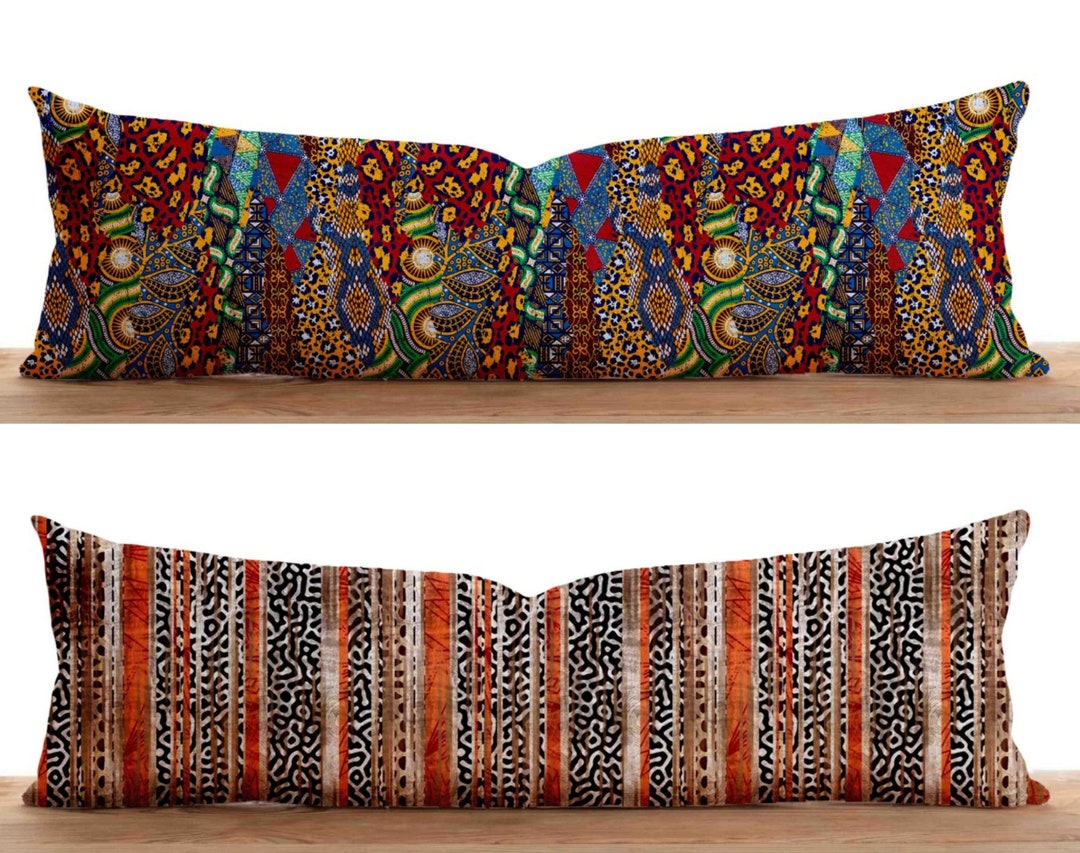 Brown Orange Modern Leopard Pattern Bench Pillow Cover, Ethnic Theme ...