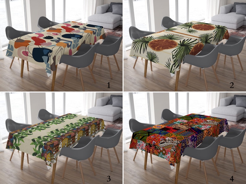 Abstract Pattern Table Cover, Geometric Shapes Tablecloth, Art Deco ...