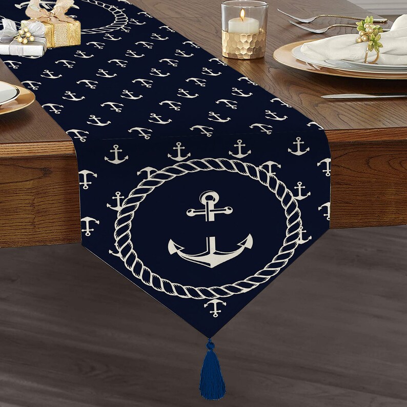 Anchor Pattern Triangle Runner Triangle Dining Runner Tony - Etsy