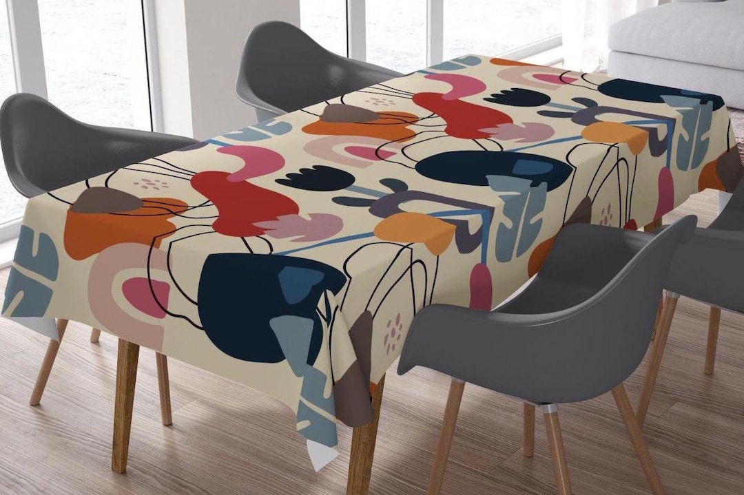 Abstract Pattern Table Cover, Geometric Shapes Tablecloth, Modern Art ...