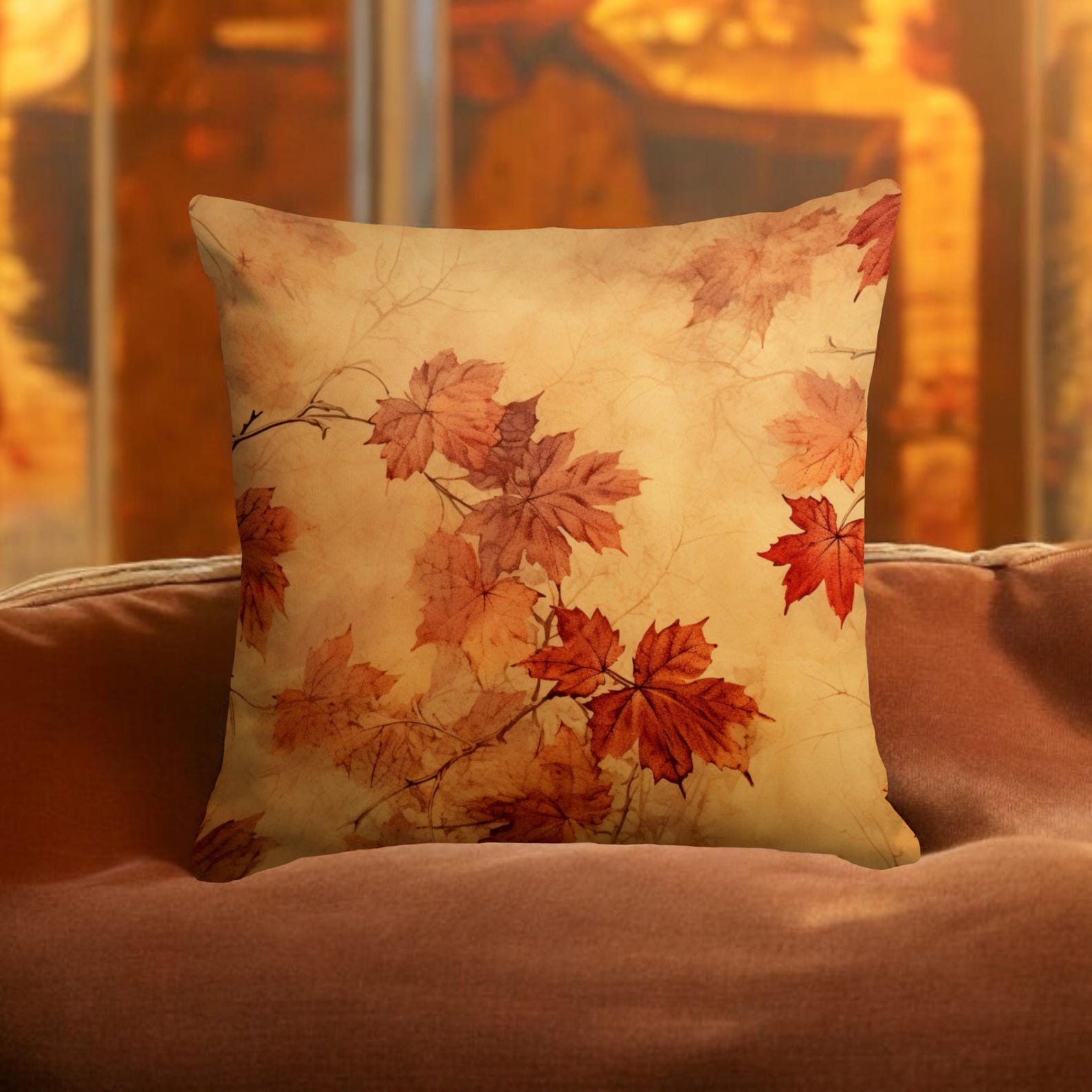 Falling Leaves Pillow Shams, Autumn Leaf Throw Pillow Covers, Dry Maple ...