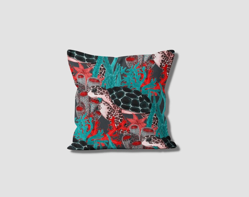 Sea Turtle Pillow Cover Turtle Throw Pillow Case Turtle - Etsy