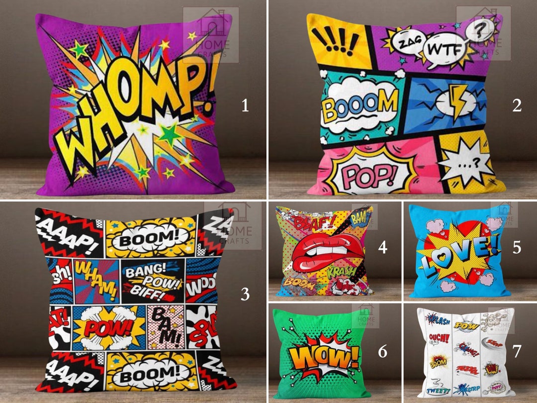 Comic Bubbles Design Pillowcase, Pop Art Style Pillow Cover, Funny ...