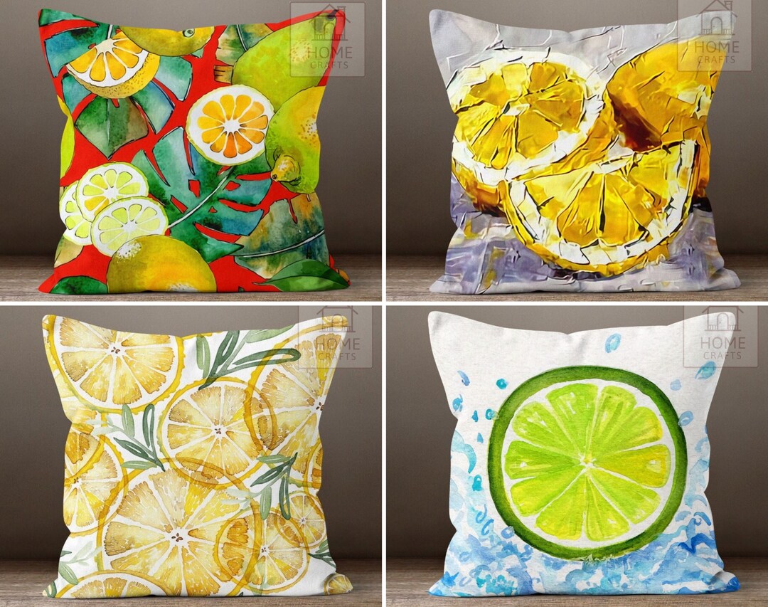 Lemon Style Pillow Cases Outdoor Yellow Throw Cushion Covers - Etsy