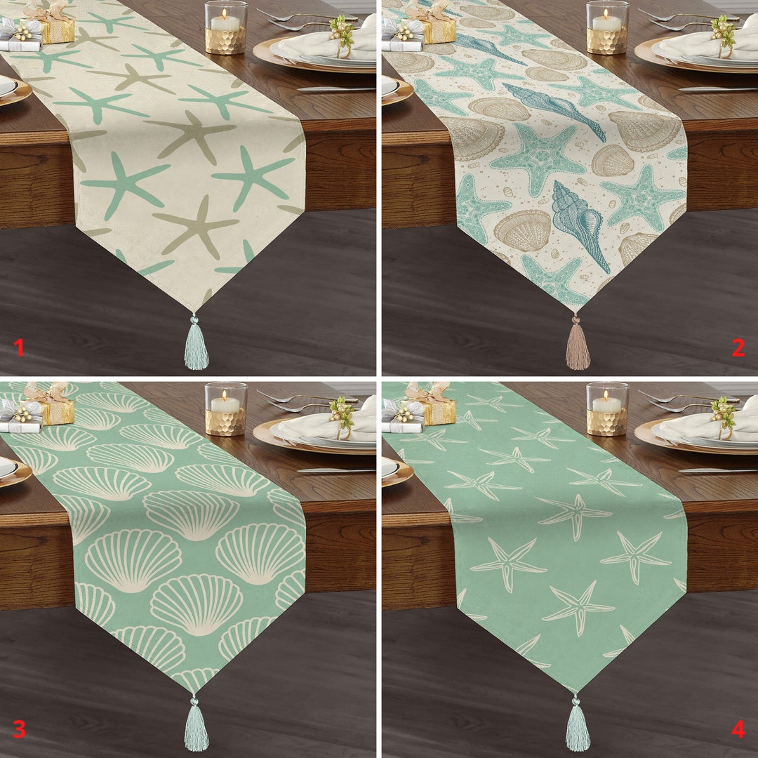 Starfish Design Table Sheet Marine Style Triangle Runner Sea - Etsy
