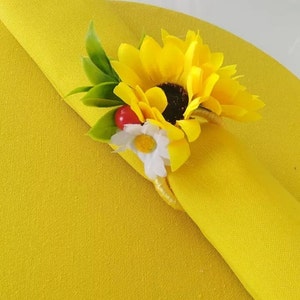Sunflower Napkin Rings Yellow Flower Napkin Rings Wedding - Etsy
