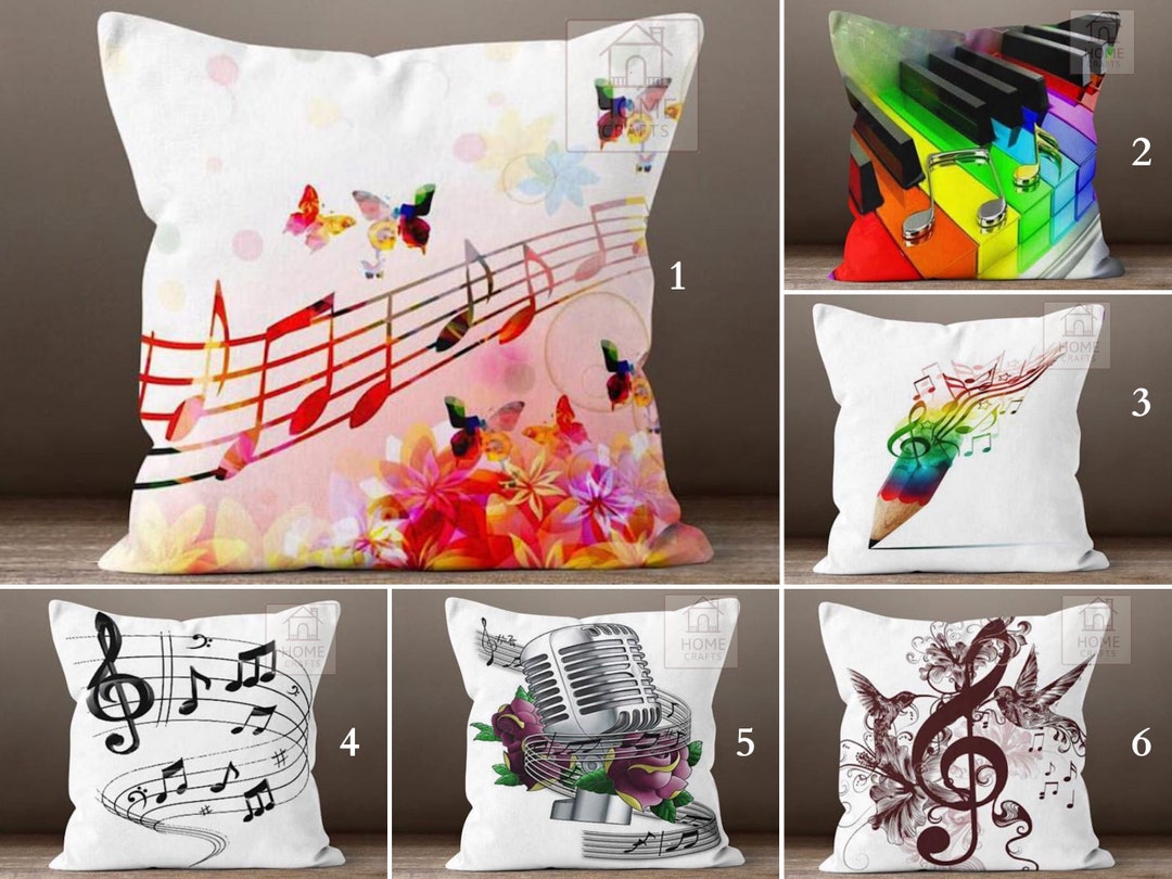 Music Notes Pillow Slipcovers, Colorful Piano Pillow Cover, Multicolor ...