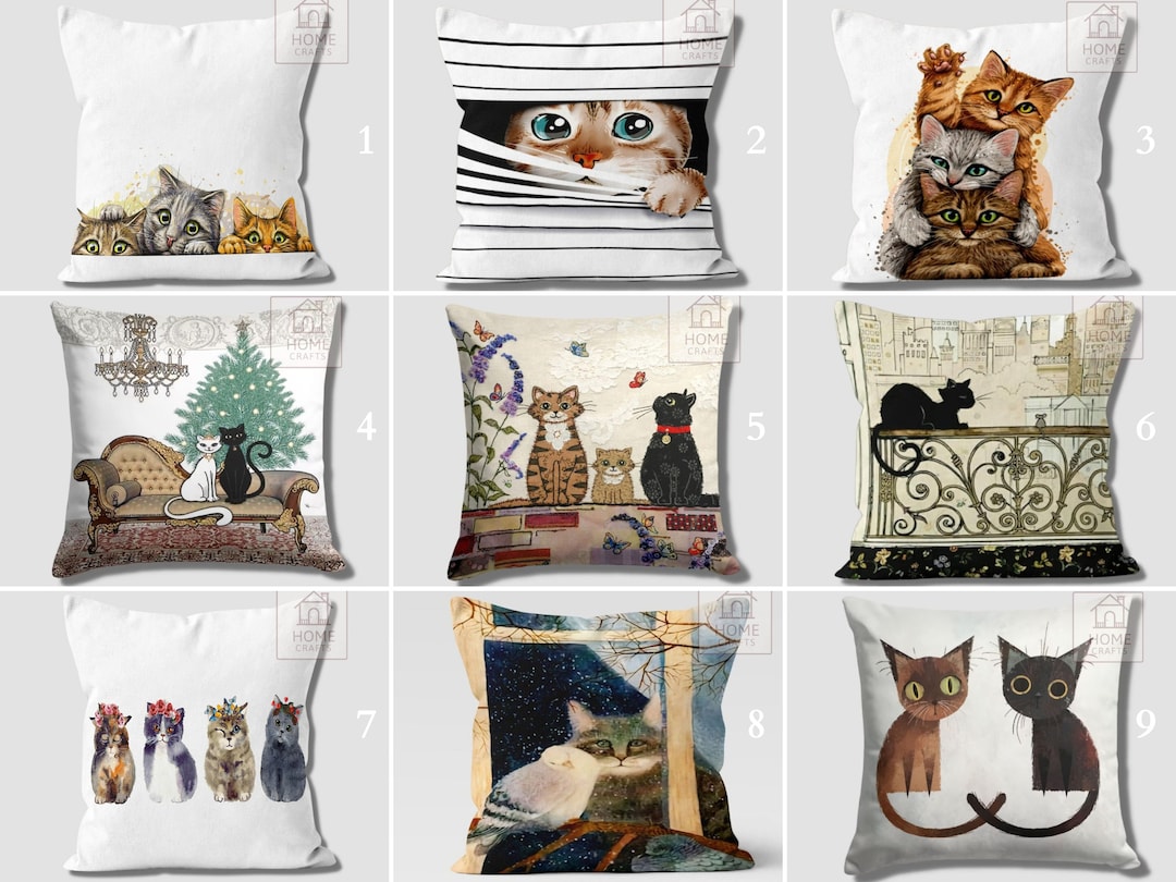 Cat Pillow Covers, Cat Throw Pillow Cases, Cat Outdoor Cushion, Cute ...