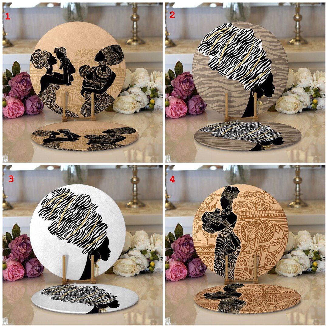 African Woman Themed Placemat, Wooden Table Mats, African Table Mat ...
