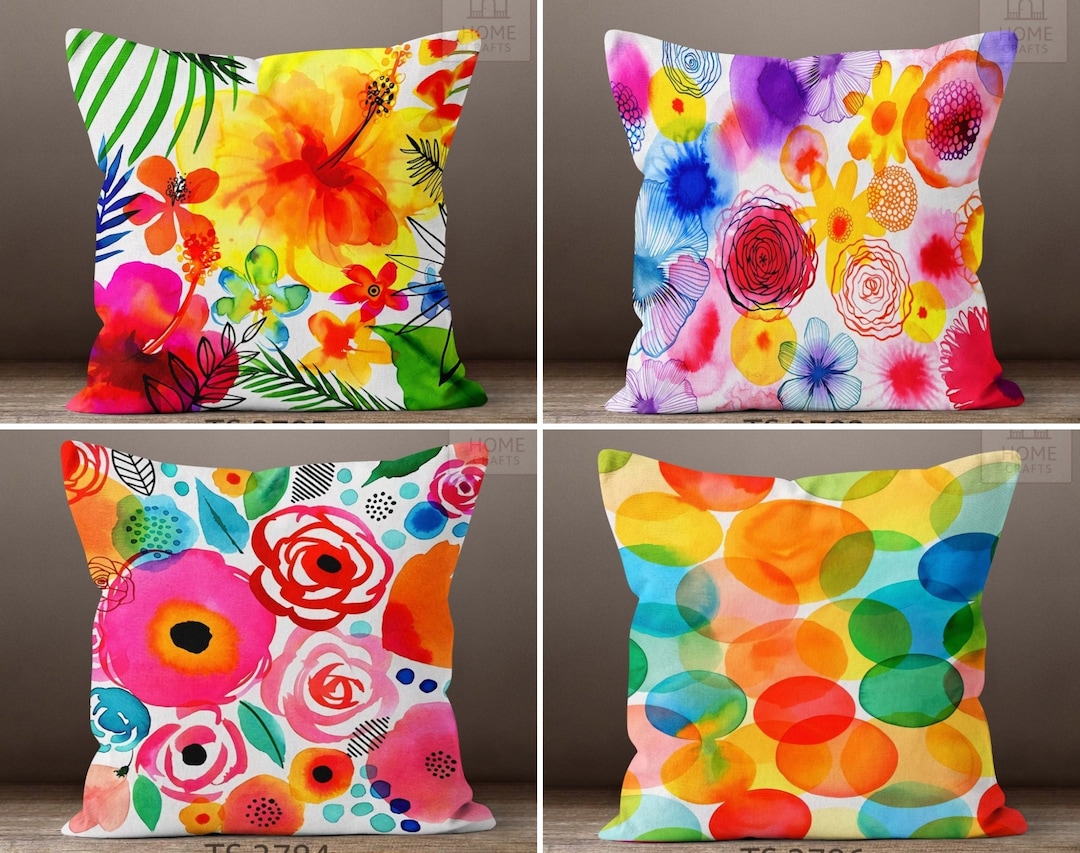 Vibrant Bright Colorful Pillow Case Magical Floral Pillow - Etsy
