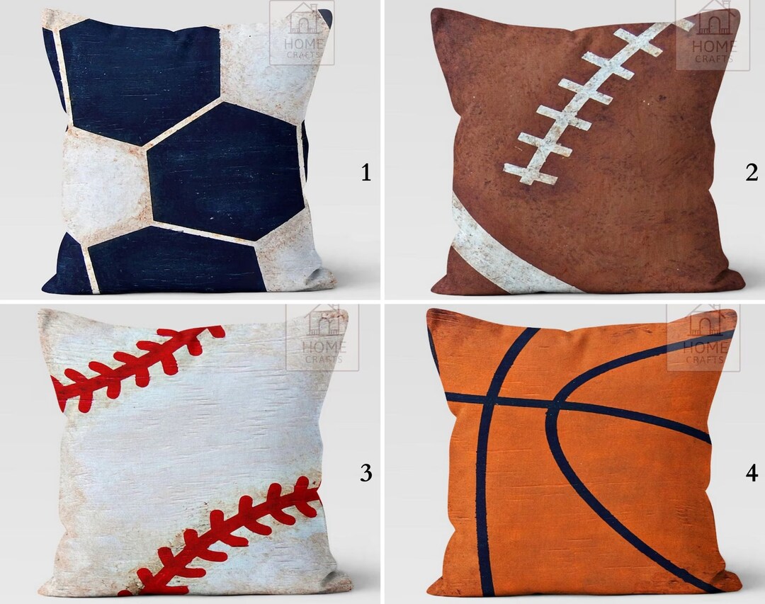 Sports Design Pillow Cover, Basketball Cushion Case, Soccer Ball Print ...
