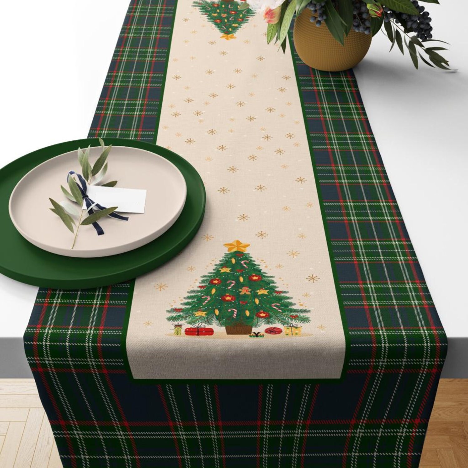 Christmas Tree Table Decoration Set Pine Tree Style Table - Etsy