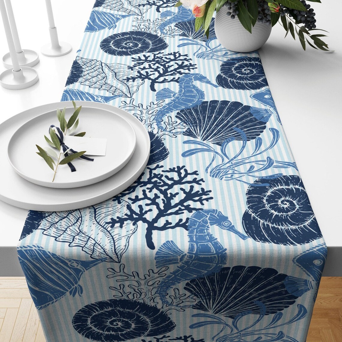 Nautical Table Runner Fish Table Top Decorative Table Cover - Etsy