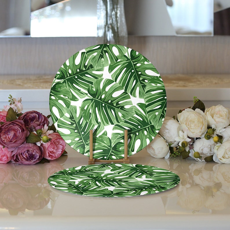 Tropical Leaf Placemat Set, Green Floral Table Mat, Set of 2 - Etsy