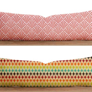 Abstract Retro Pattern Long Pillow Cover, Geometric Design Bolster ...