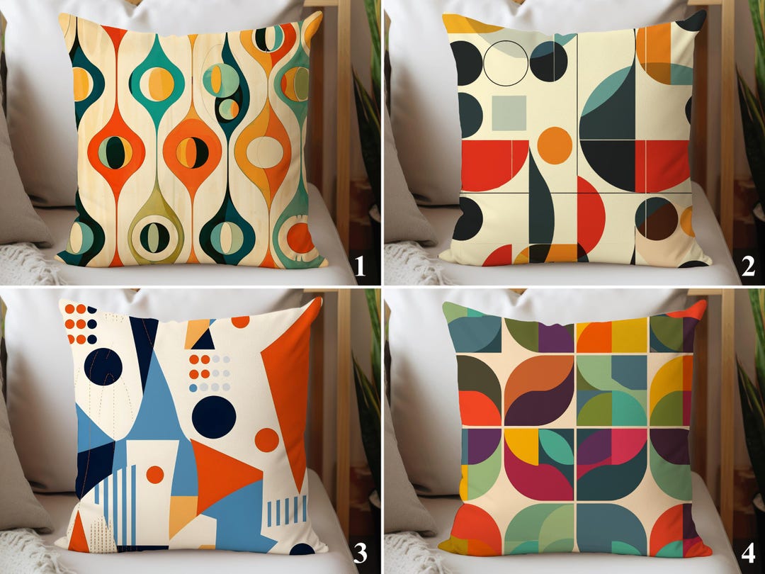 Retro Seamless Pattern Pillowcase, Mid Century Modern Pillow Cover ...